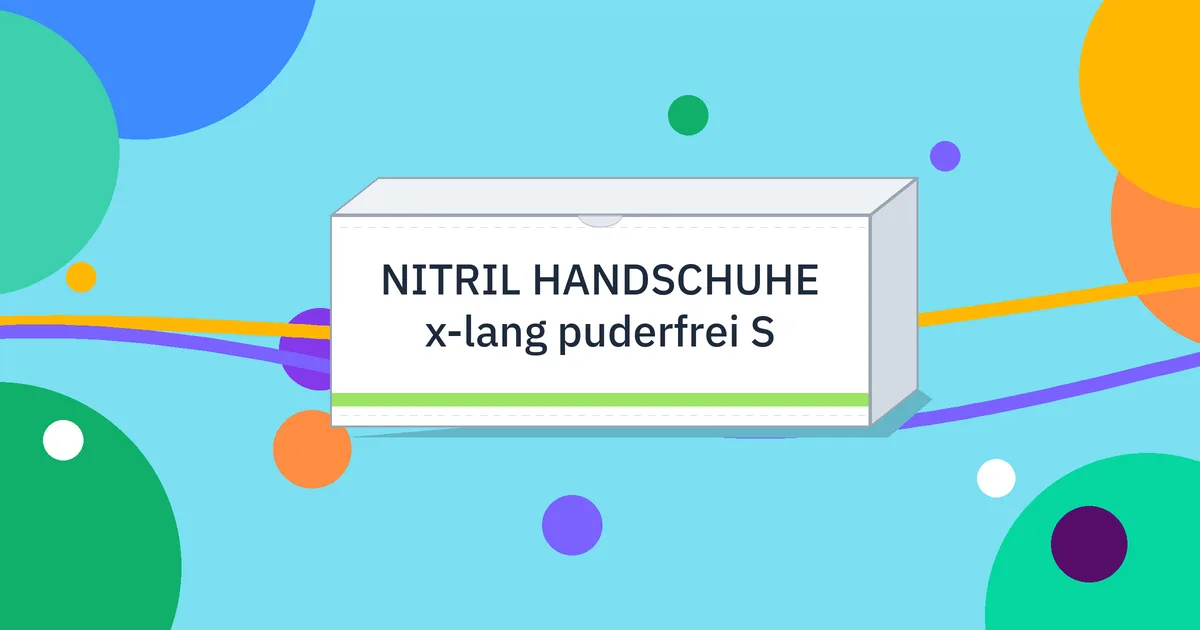 Symbolbild: Packung mit der Aufschrift NITRIL HANDSCHUHE x-lang puderfrei S (PZN 04650775) – Verfügbarkeit und Bezug in Apotheken in Frankfurt am Main