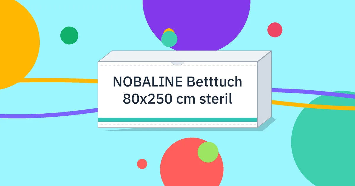 Symbolbild: Packung mit der Aufschrift NOBALINE Betttuch 80x250 cm steril (PZN 12378471) – Verfügbarkeit und Bezug in Apotheken in Frankfurt am Main