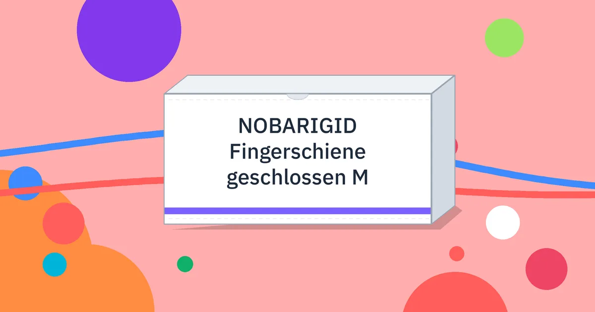 Symbolbild: Packung mit der Aufschrift NOBARIGID Fingerschiene geschlossen M (PZN 06799978) – Verfügbarkeit und Bezug in Apotheken in Frankfurt am Main