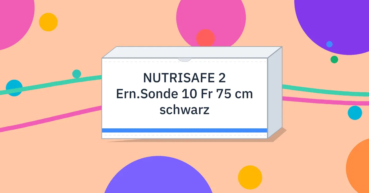 Symbolbild: Packung mit der Aufschrift NUTRISAFE 2 Ern.Sonde 10 Fr 75 cm schwarz (PZN 04982425) – Verfügbarkeit und Bezug in Apotheken in Frankfurt am Main