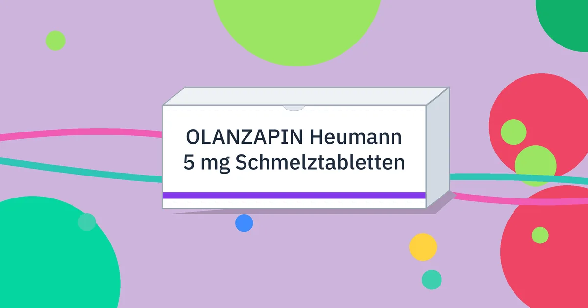 Symbolbild: Packung mit der Aufschrift OLANZAPIN Heumann 5 mg Schmelztabletten (PZN 08850436) – Verfügbarkeit und Bezug in Apotheken in Frankfurt am Main