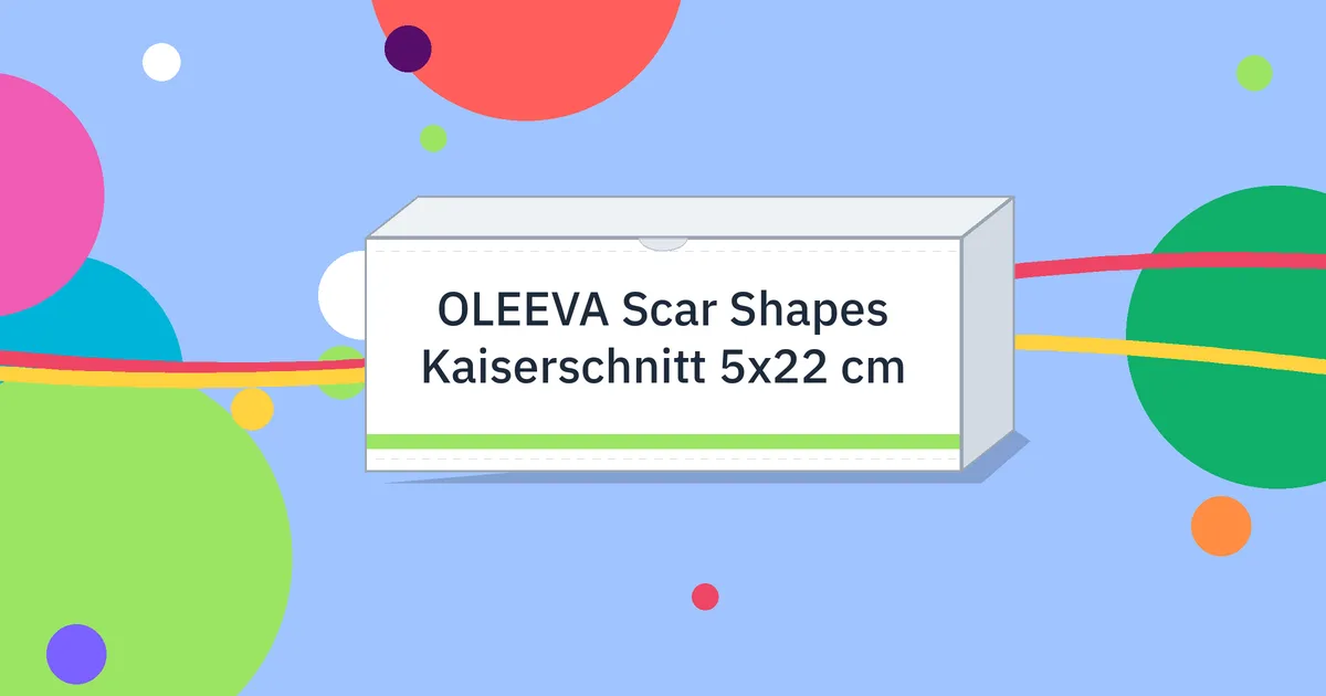 Symbolbild: Packung mit der Aufschrift OLEEVA Scar Shapes Kaiserschnitt 5x22 cm (PZN 11577926) – Verfügbarkeit und Bezug in Apotheken in Frankfurt am Main