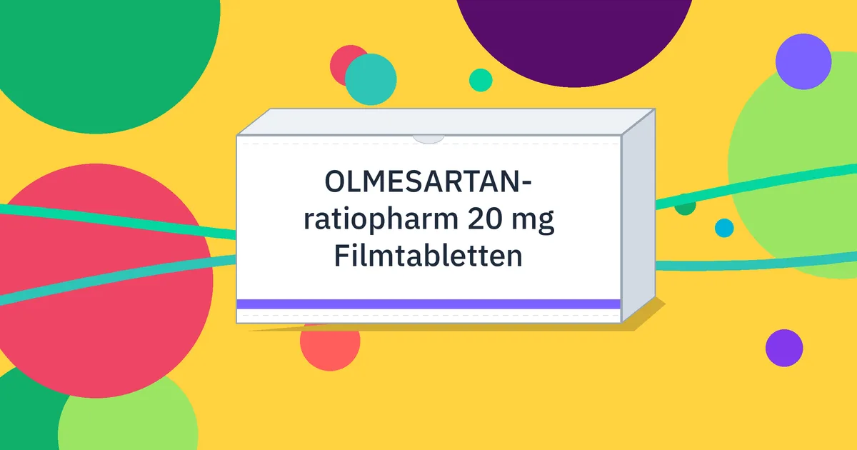 Symbolbild: Packung mit der Aufschrift OLMESARTAN-ratiopharm 20 mg Filmtabletten (PZN 11856738) – Verfügbarkeit und Bezug in Apotheken in Frankfurt am Main