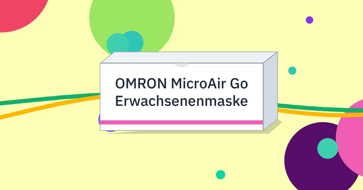 Symbolbild: Packung mit der Aufschrift OMRON MicroAir Go Erwachsenenmaske (PZN 20102754) – Verfügbarkeit und Bezug in Apotheken in Frankfurt am Main