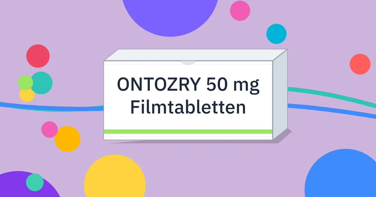 Symbolbild: Packung mit der Aufschrift ONTOZRY 50 mg Filmtabletten (PZN 18450614) – Verfügbarkeit und Bezug in Apotheken in Frankfurt am Main