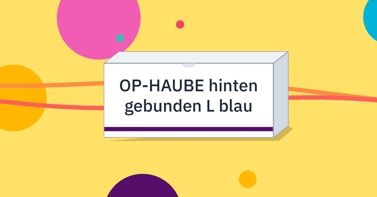 Symbolbild: Packung mit der Aufschrift OP-HAUBE hinten gebunden L blau (PZN 17280529) – Verfügbarkeit und Bezug in Apotheken in Frankfurt am Main