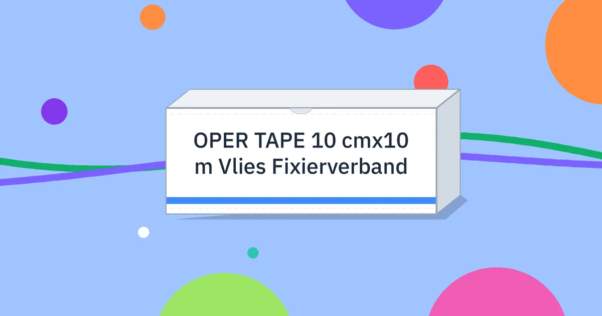 Symbolbild: Packung mit der Aufschrift OPER TAPE 10 cmx10 m Vlies Fixierverband (PZN 18085103) – Verfügbarkeit und Bezug in Apotheken in Frankfurt am Main