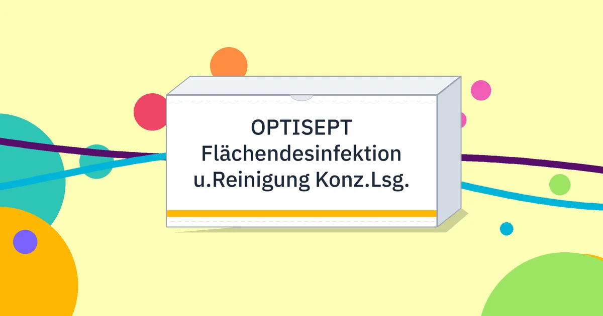 Symbolbild: Packung mit der Aufschrift OPTISEPT Flächendesinfektion u.Reinigung Konz.Lsg. (PZN 05381047) – Verfügbarkeit und Bezug in Apotheken in Frankfurt am Main