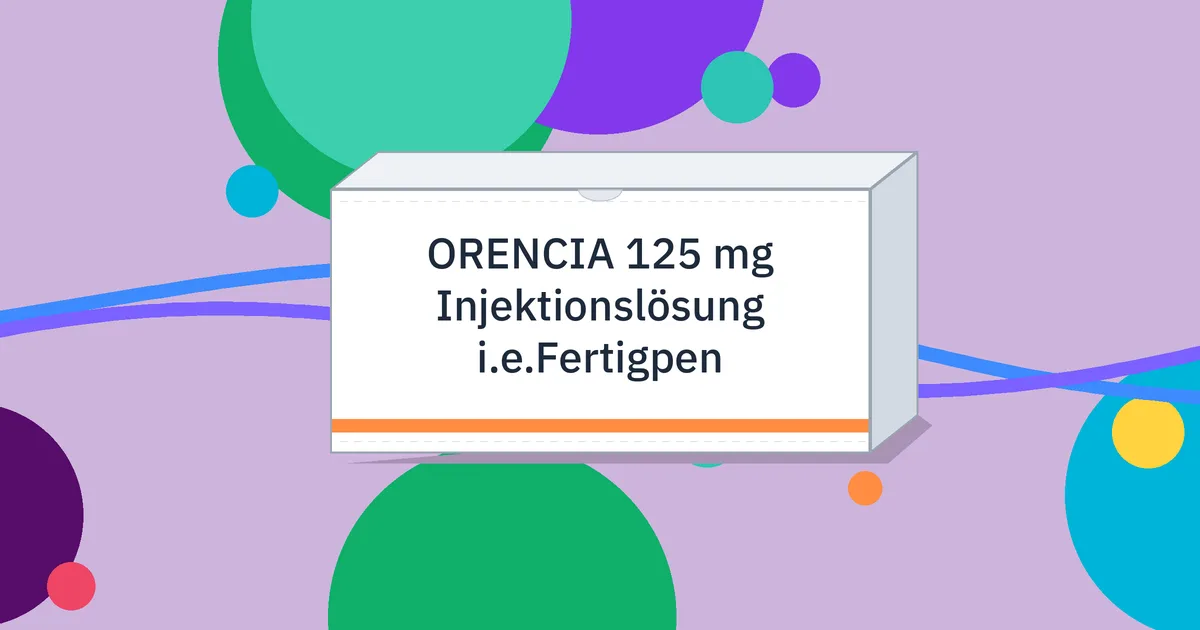Symbolbild: Packung mit der Aufschrift ORENCIA 125 mg Injektionslösung i.e.Fertigpen (PZN 16229472) – Verfügbarkeit und Bezug in Apotheken in Frankfurt am Main