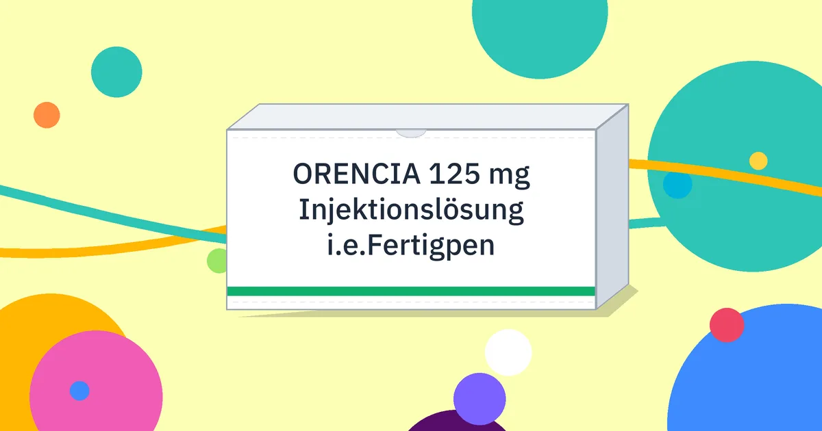 Symbolbild: Packung mit der Aufschrift ORENCIA 125 mg Injektionslösung i.e.Fertigpen (PZN 11095570) – Verfügbarkeit und Bezug in Apotheken in Frankfurt am Main
