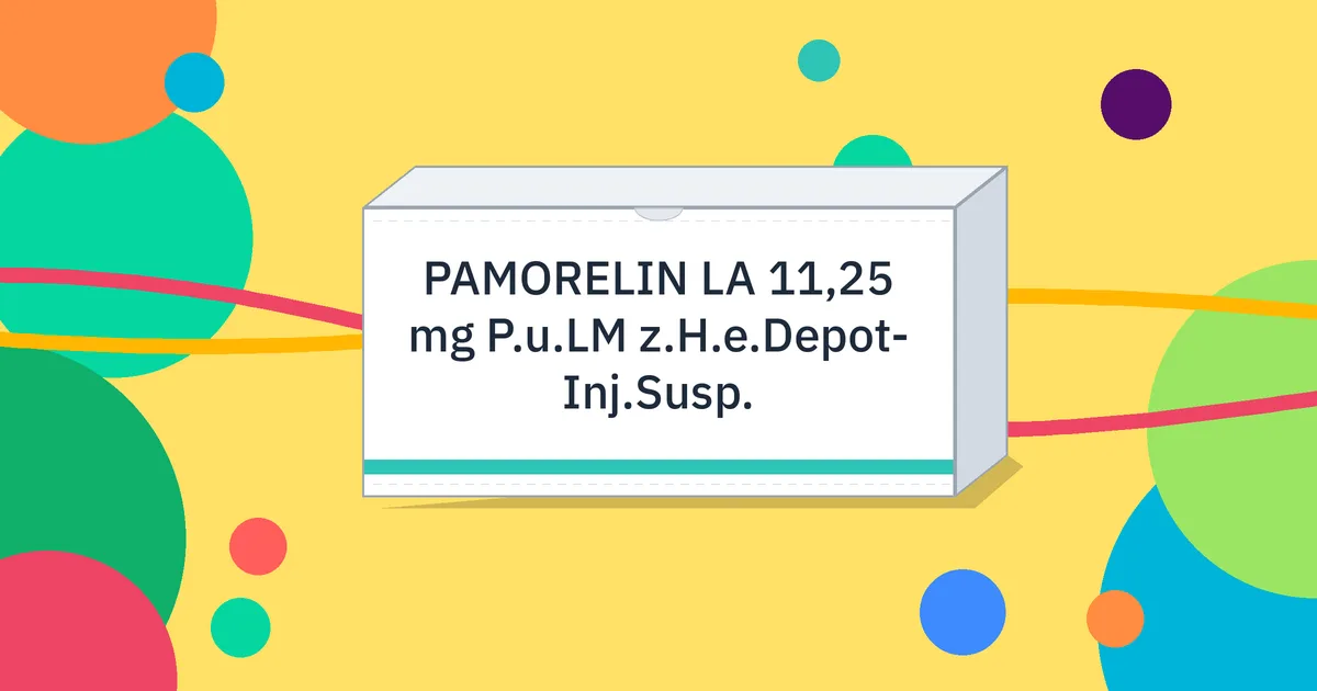 Symbolbild: Packung mit der Aufschrift PAMORELIN LA 11,25 mg P.u.LM z.H.e.Depot-Inj.Susp. (PZN 12645452) – Verfügbarkeit und Bezug in Apotheken in Frankfurt am Main