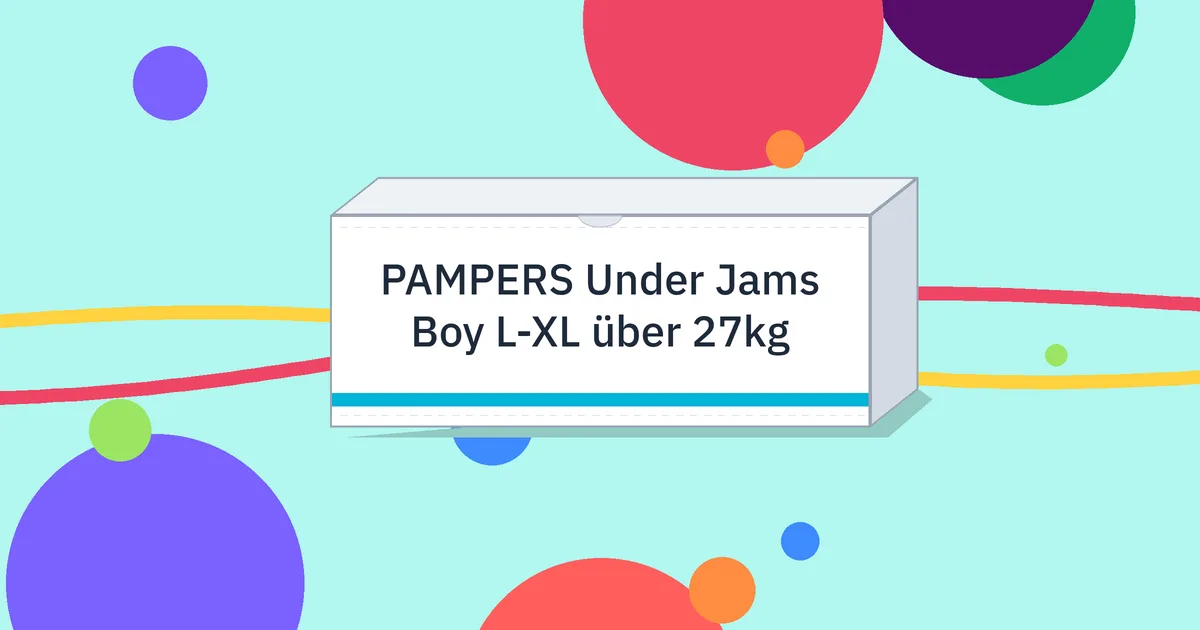 Symbolbild: Packung mit der Aufschrift PAMPERS Under Jams Boy L-XL über 27kg (PZN 05862344) – Verfügbarkeit und Bezug in Apotheken in Frankfurt am Main