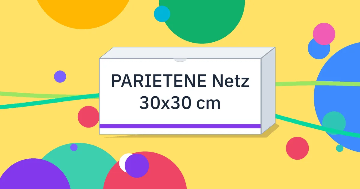 Symbolbild: Packung mit der Aufschrift PARIETENE Netz 30x30 cm (PZN 00194889) – Verfügbarkeit und Bezug in Apotheken in Frankfurt am Main