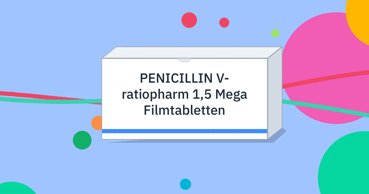 Symbolbild: Packung mit der Aufschrift PENICILLIN V-ratiopharm 1,5 Mega Filmtabletten (PZN 08703994) – Verfügbarkeit und Bezug in Apotheken in Frankfurt am Main