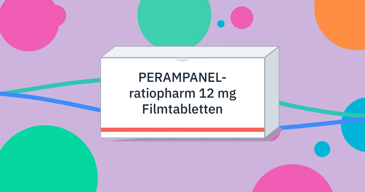 Symbolbild: Packung mit der Aufschrift PERAMPANEL-ratiopharm 12 mg Filmtabletten (PZN 20106930) – Verfügbarkeit und Bezug in Apotheken in Frankfurt am Main