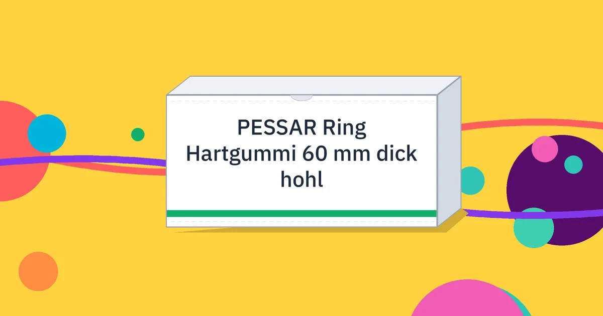 Symbolbild: Packung mit der Aufschrift PESSAR Ring Hartgummi 60 mm dick hohl (PZN 01733880) – Verfügbarkeit und Bezug in Apotheken in Frankfurt am Main