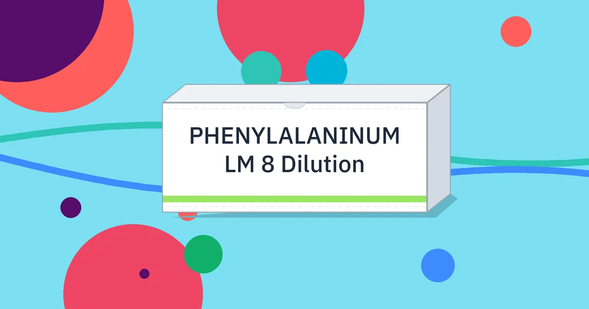 Symbolbild: Packung mit der Aufschrift PHENYLALANINUM LM 8 Dilution (PZN 13783848) – Verfügbarkeit und Bezug in Apotheken in Frankfurt am Main