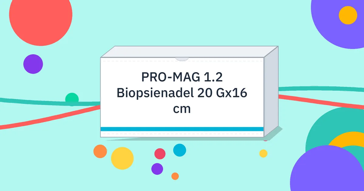 Symbolbild: Packung mit der Aufschrift PRO-MAG 1.2 Biopsienadel 20 Gx16 cm (PZN 06768245) – Verfügbarkeit und Bezug in Apotheken in Frankfurt am Main