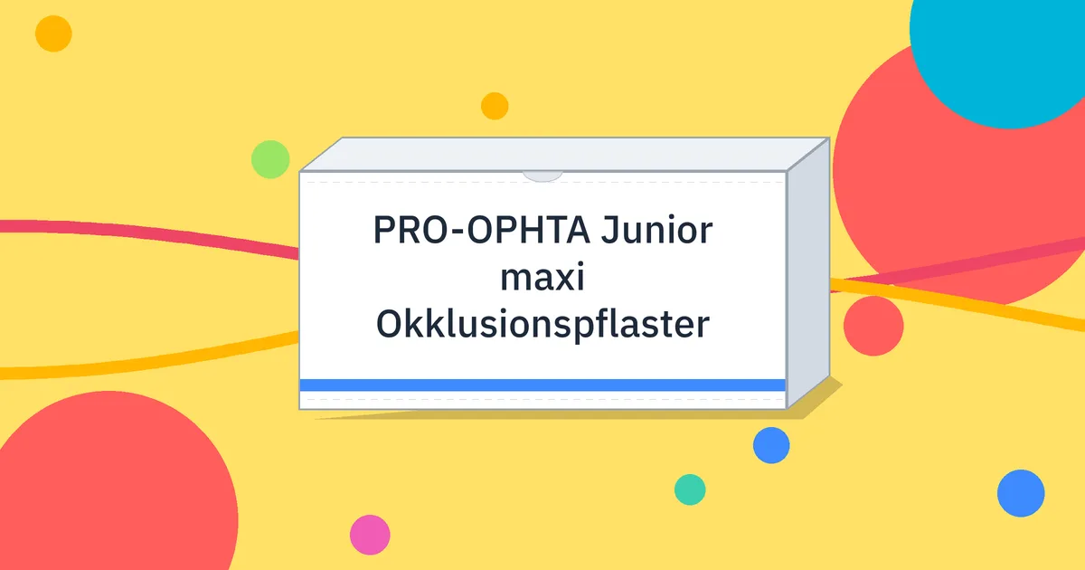 Symbolbild: Packung mit der Aufschrift PRO-OPHTA Junior maxi Okklusionspflaster (PZN 12586212) – Verfügbarkeit und Bezug in Apotheken in Frankfurt am Main