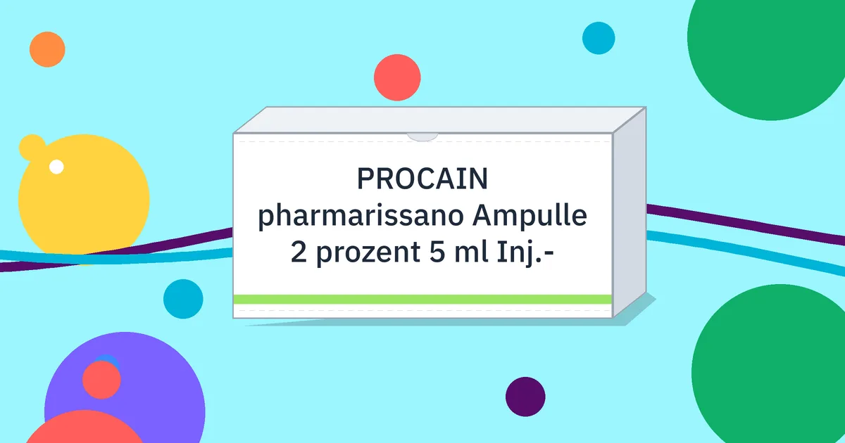 Symbolbild: Packung mit der Aufschrift PROCAIN pharmarissano Ampulle 2 prozent 5 ml Inj.- (PZN 16816301) – Verfügbarkeit und Bezug in Apotheken in Frankfurt am Main