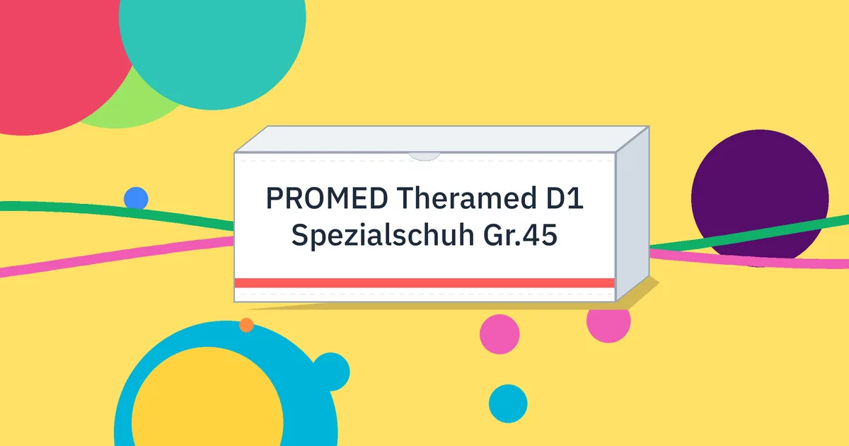 Symbolbild: Packung mit der Aufschrift PROMED Theramed D1 Spezialschuh Gr.45 (PZN 05482506) – Verfügbarkeit und Bezug in Apotheken in Frankfurt am Main