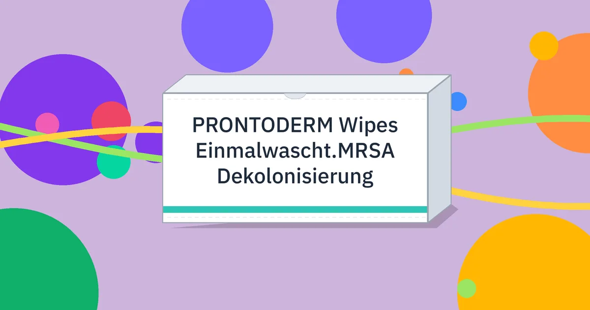 Symbolbild: Packung mit der Aufschrift PRONTODERM Wipes Einmalwascht.MRSA Dekolonisierung (PZN 15566115) – Verfügbarkeit und Bezug in Apotheken in Frankfurt am Main