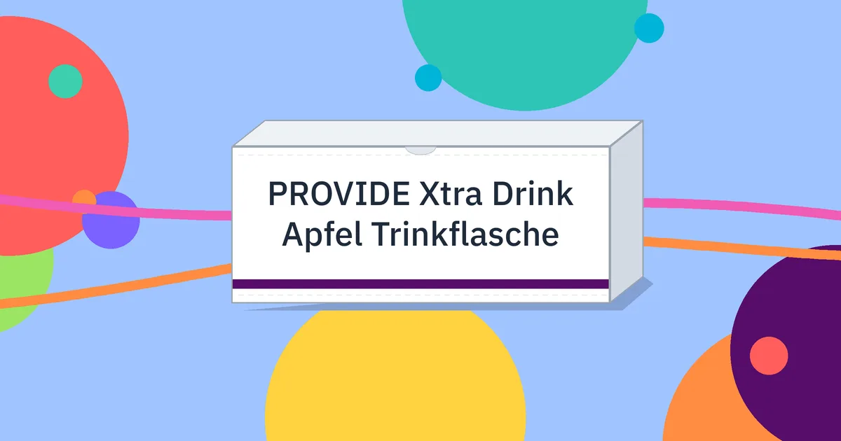 Symbolbild: Packung mit der Aufschrift PROVIDE Xtra Drink Apfel Trinkflasche (PZN 00066074) – Verfügbarkeit und Bezug in Apotheken in Frankfurt am Main