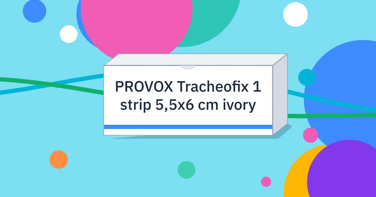 Symbolbild: Packung mit der Aufschrift PROVOX Tracheofix 1 strip 5,5x6 cm ivory (PZN 00140801) – Verfügbarkeit und Bezug in Apotheken in Frankfurt am Main