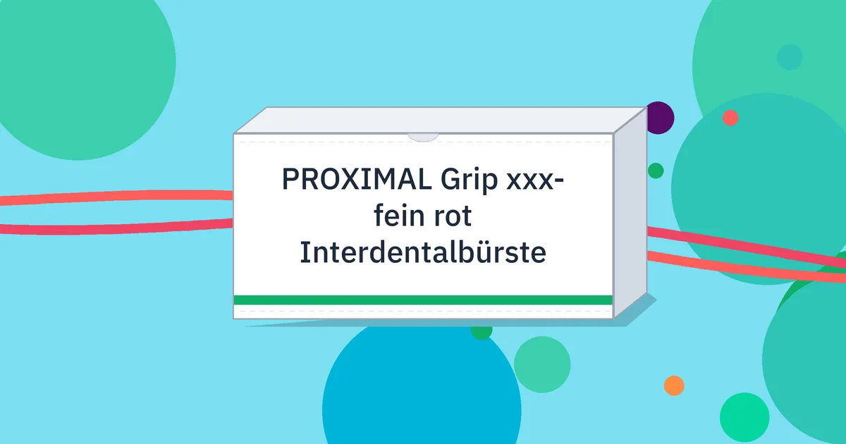 Symbolbild: Packung mit der Aufschrift PROXIMAL Grip xxx-fein rot Interdentalbürste (PZN 00195392) – Verfügbarkeit und Bezug in Apotheken in Frankfurt am Main
