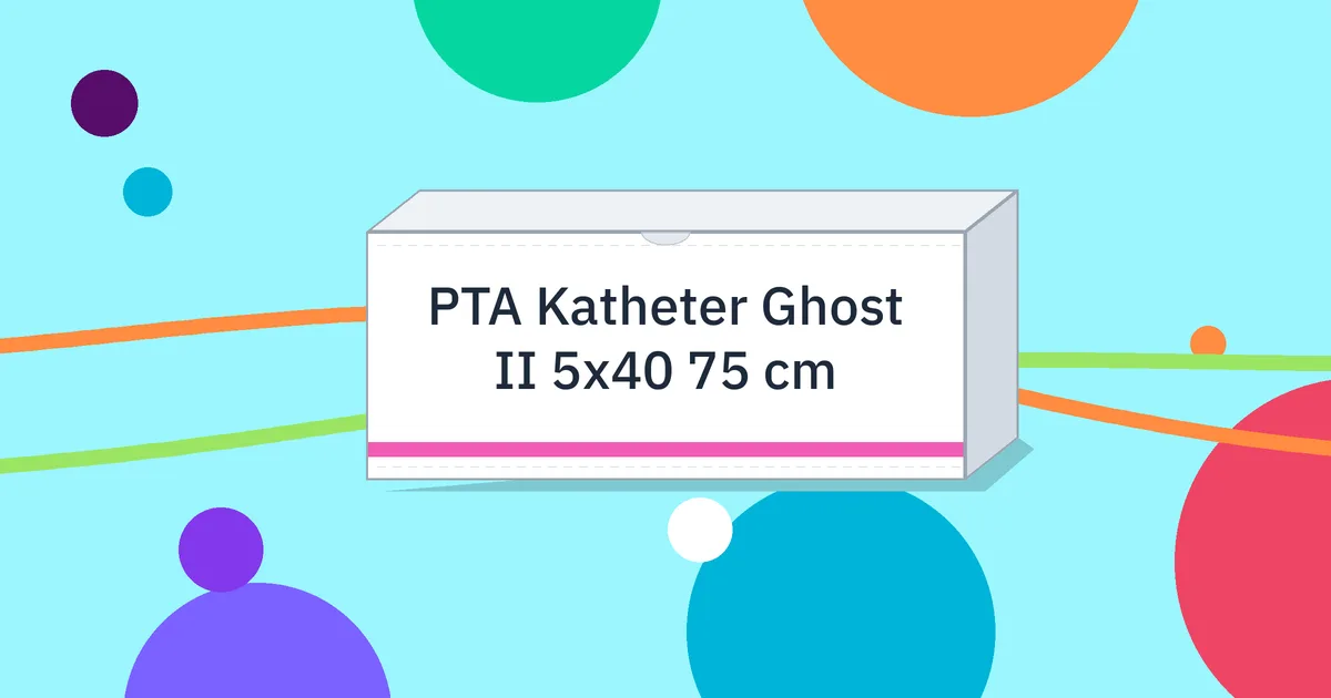 Symbolbild: Packung mit der Aufschrift PTA Katheter Ghost II 5x40 75 cm (PZN 00119480) – Verfügbarkeit und Bezug in Apotheken in Frankfurt am Main