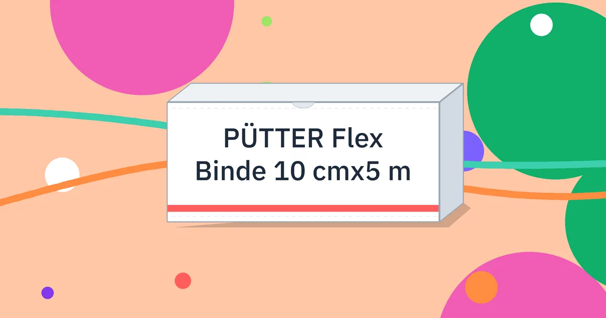 Symbolbild: Packung mit der Aufschrift PÜTTER Flex Binde 10 cmx5 m (PZN 18734240) – Verfügbarkeit und Bezug in Apotheken in Frankfurt am Main