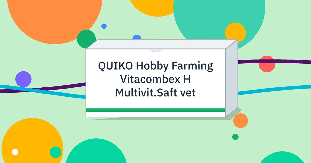 Symbolbild: Packung mit der Aufschrift QUIKO Hobby Farming Vitacombex H Multivit.Saft vet (PZN 19206425) – Verfügbarkeit und Bezug in Apotheken in Frankfurt am Main