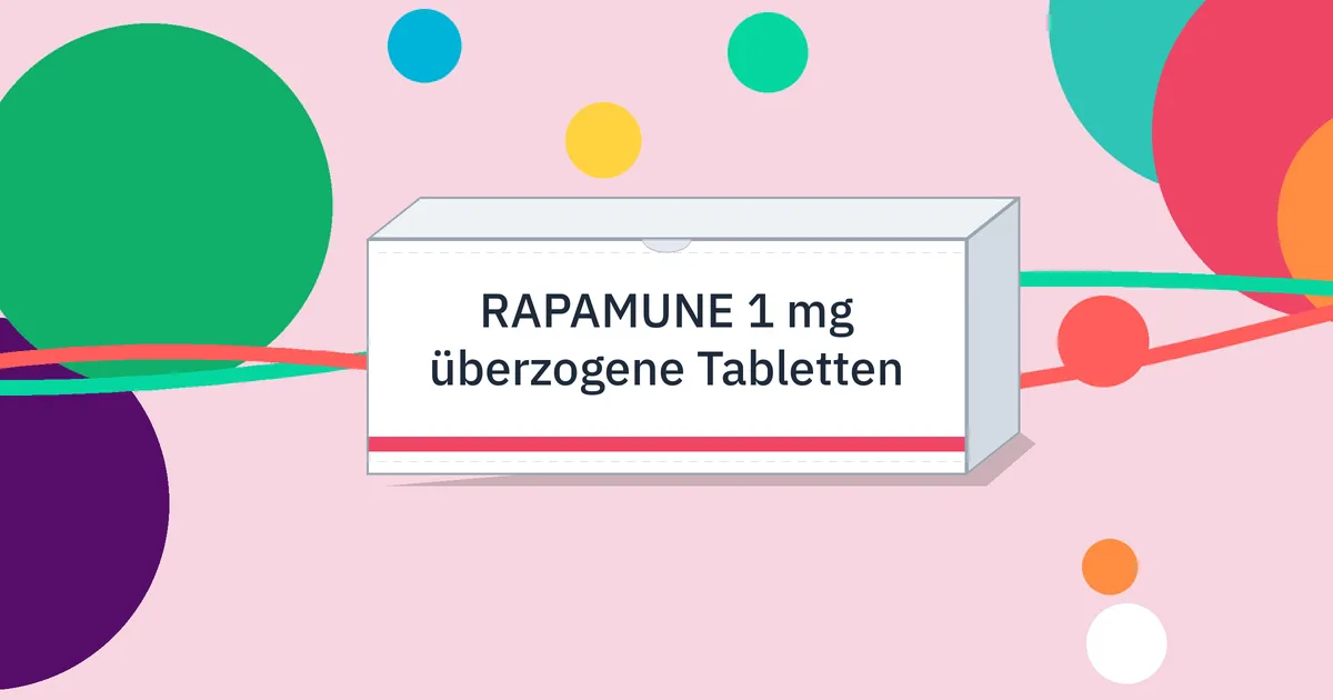 Symbolbild: Packung mit der Aufschrift RAPAMUNE 1 mg überzogene Tabletten (PZN 00214586) – Verfügbarkeit und Bezug in Apotheken in Frankfurt am Main