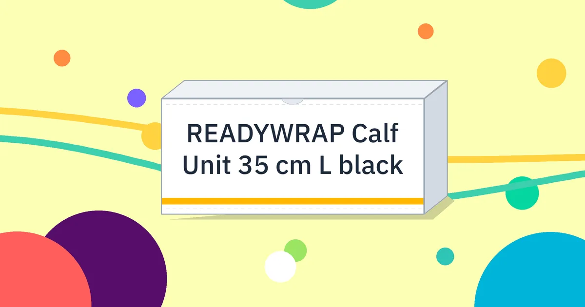 Symbolbild: Packung mit der Aufschrift READYWRAP Calf Unit 35 cm L black (PZN 16566519) – Verfügbarkeit und Bezug in Apotheken in Frankfurt am Main