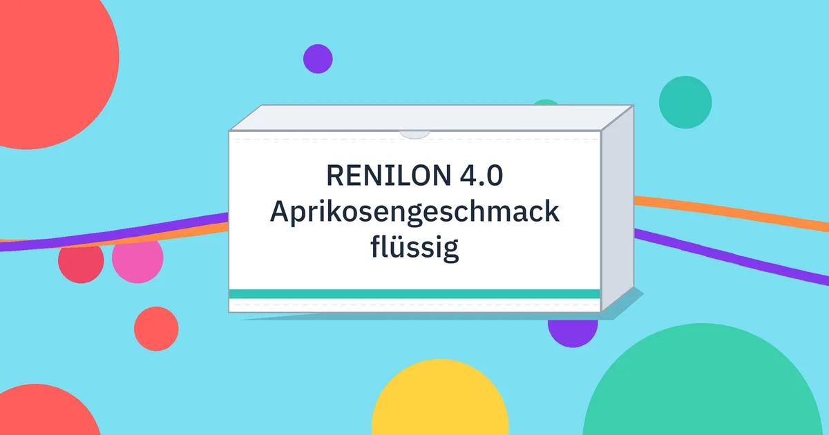 Symbolbild: Packung mit der Aufschrift RENILON 4.0 Aprikosengeschmack flüssig (PZN 07224429) – Verfügbarkeit und Bezug in Apotheken in Frankfurt am Main