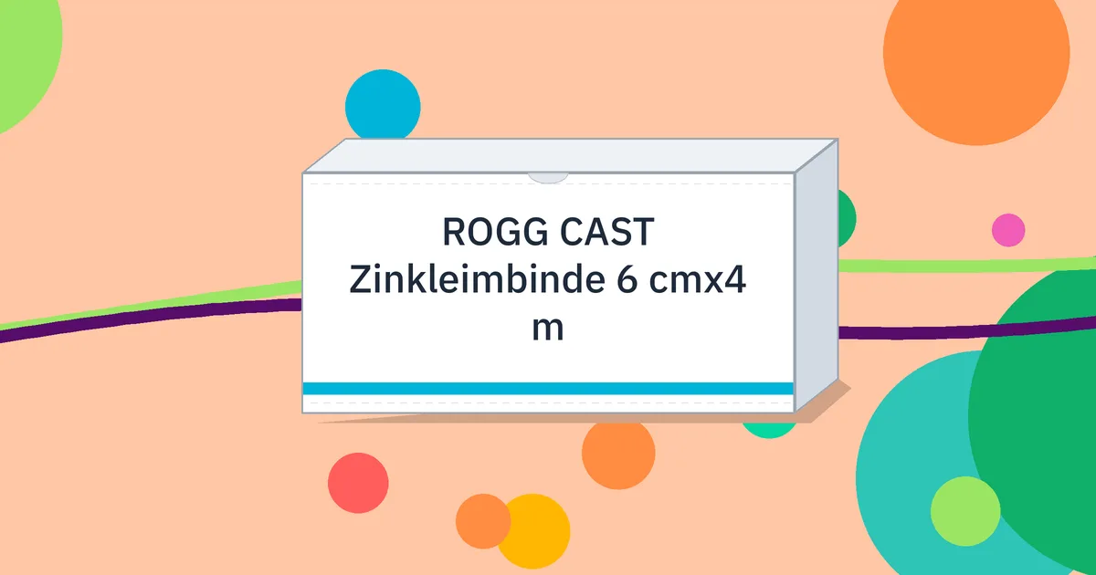 Symbolbild: Packung mit der Aufschrift ROGG CAST Zinkleimbinde 6 cmx4 m (PZN 15328189) – Verfügbarkeit und Bezug in Apotheken in Frankfurt am Main