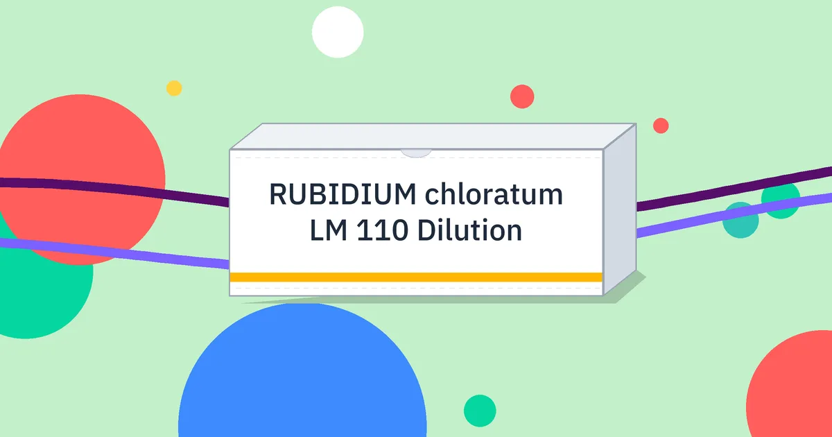 Symbolbild: Packung mit der Aufschrift RUBIDIUM chloratum LM 110 Dilution (PZN 13172151) – Verfügbarkeit und Bezug in Apotheken in Frankfurt am Main