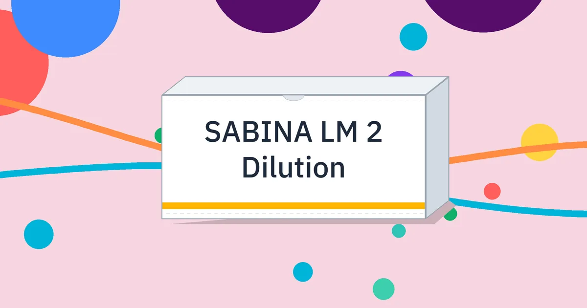Symbolbild: Packung mit der Aufschrift SABINA LM 2 Dilution (PZN 13175758) – Verfügbarkeit und Bezug in Apotheken in Frankfurt am Main