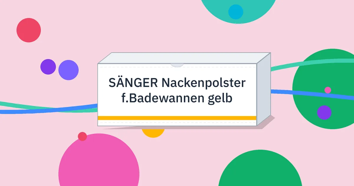 Symbolbild: Packung mit der Aufschrift SÄNGER Nackenpolster f.Badewannen gelb (PZN 02190281) – Verfügbarkeit und Bezug in Apotheken in Frankfurt am Main