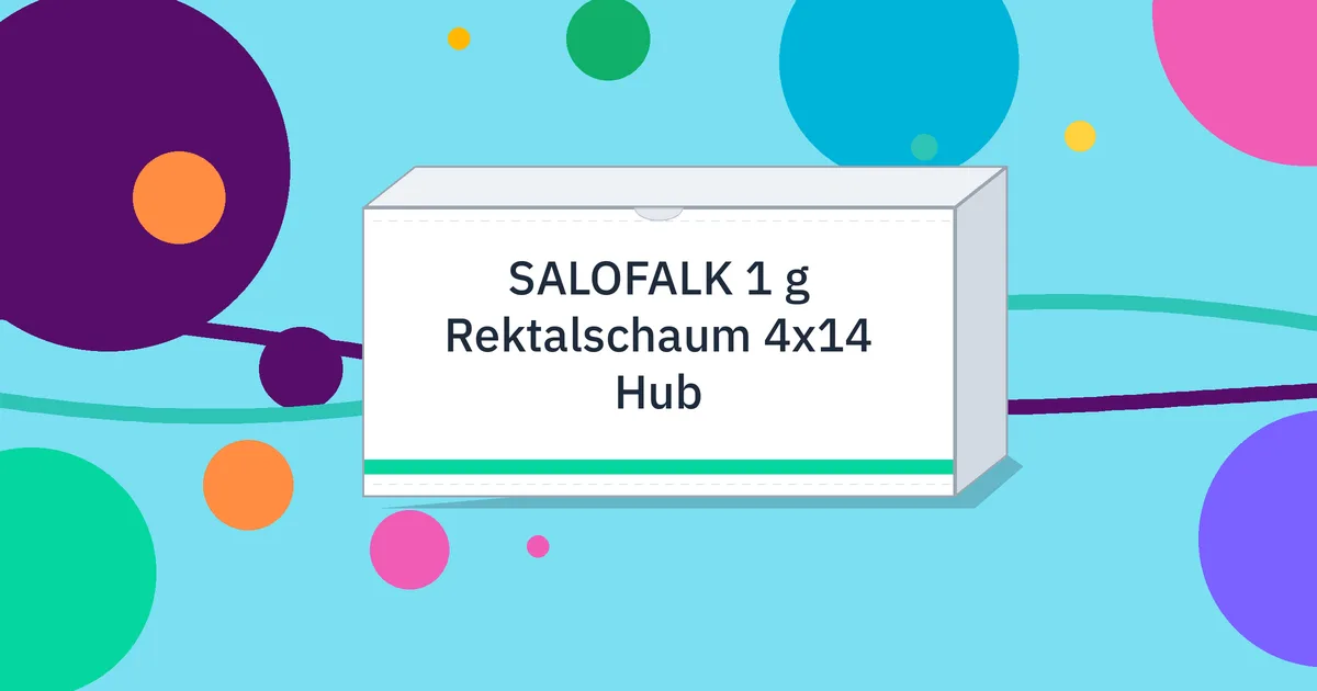 Symbolbild: Packung mit der Aufschrift SALOFALK 1 g Rektalschaum 4x14 Hub (PZN 09772537) – Verfügbarkeit und Bezug in Apotheken in Frankfurt am Main