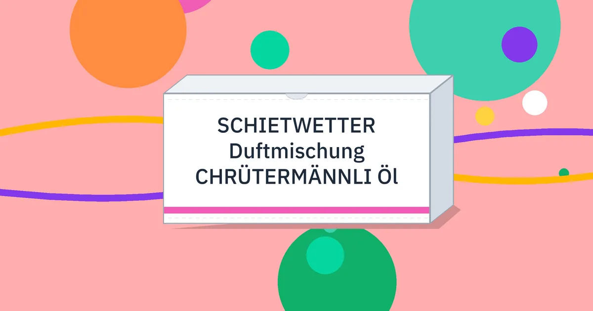 Symbolbild: Packung mit der Aufschrift SCHIETWETTER Duftmischung CHRÜTERMÄNNLI Öl (PZN 08423415) – Verfügbarkeit und Bezug in Apotheken in Frankfurt am Main