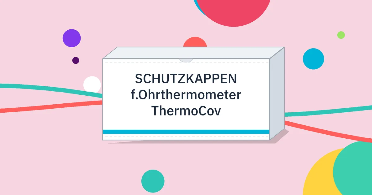 Symbolbild: Packung mit der Aufschrift SCHUTZKAPPEN f.Ohrthermometer ThermoCov (PZN 17246834) – Verfügbarkeit und Bezug in Apotheken in Frankfurt am Main