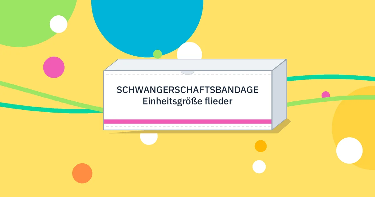 Symbolbild: Packung mit der Aufschrift SCHWANGERSCHAFTSBANDAGE Einheitsgröße flieder (PZN 14144895) – Verfügbarkeit und Bezug in Apotheken in Frankfurt am Main