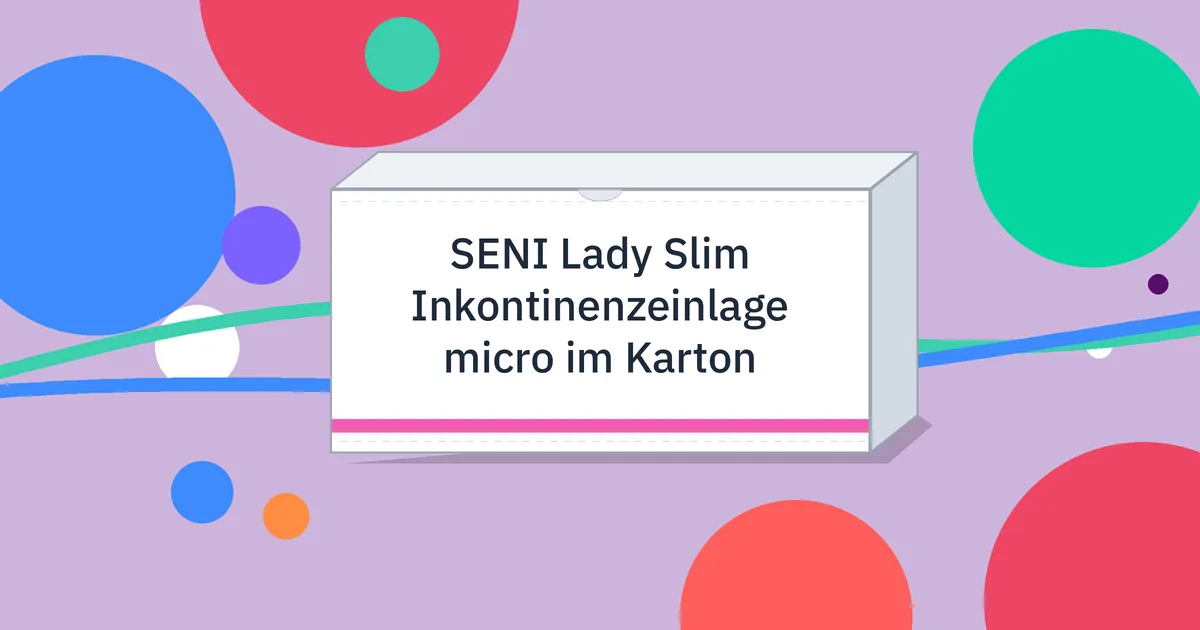 Symbolbild: Packung mit der Aufschrift SENI Lady Slim Inkontinenzeinlage micro im Karton (PZN 19550424) – Verfügbarkeit und Bezug in Apotheken in Frankfurt am Main