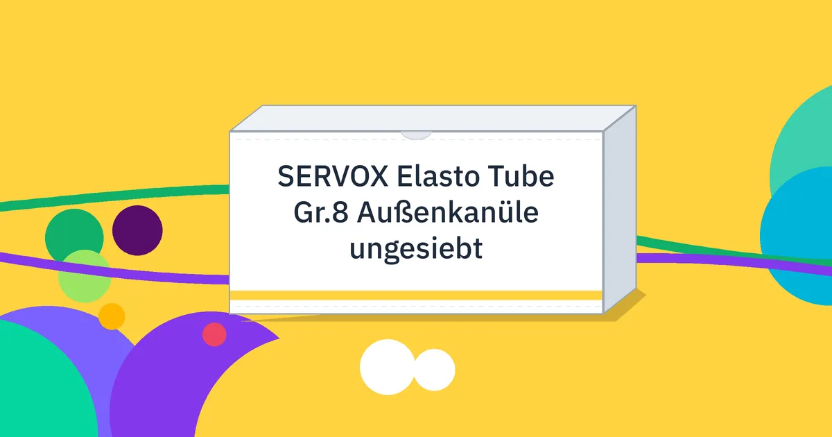 Symbolbild: Packung mit der Aufschrift SERVOX Elasto Tube Gr.8 Außenkanüle ungesiebt (PZN 07424832) – Verfügbarkeit und Bezug in Apotheken in Frankfurt am Main