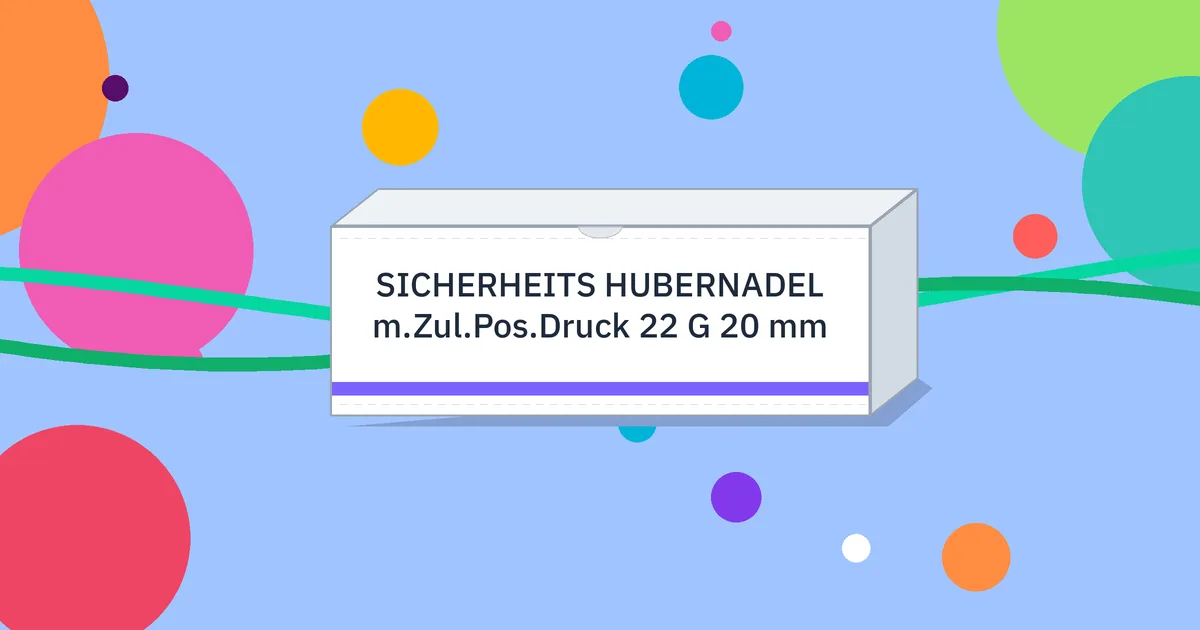 Symbolbild: Packung mit der Aufschrift SICHERHEITS HUBERNADEL m.Zul.Pos.Druck 22 G 20 mm (PZN 12646440) – Verfügbarkeit und Bezug in Apotheken in Frankfurt am Main