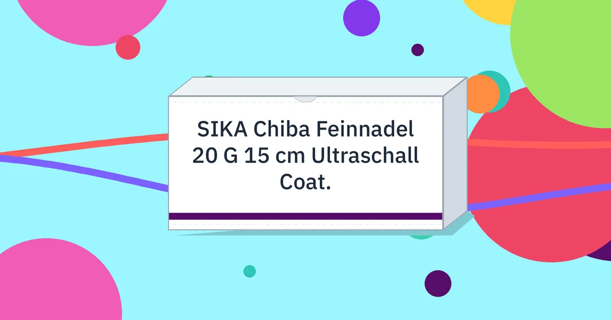 Symbolbild: Packung mit der Aufschrift SIKA Chiba Feinnadel 20 G 15 cm Ultraschall Coat. (PZN 01810238) – Verfügbarkeit und Bezug in Apotheken in Frankfurt am Main