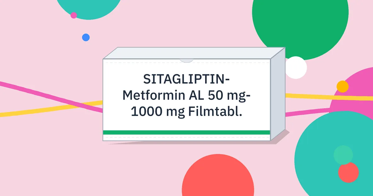 Symbolbild: Packung mit der Aufschrift SITAGLIPTIN-Metformin AL 50 mg-1000 mg Filmtabl. (PZN 17916795) – Verfügbarkeit und Bezug in Apotheken in Frankfurt am Main