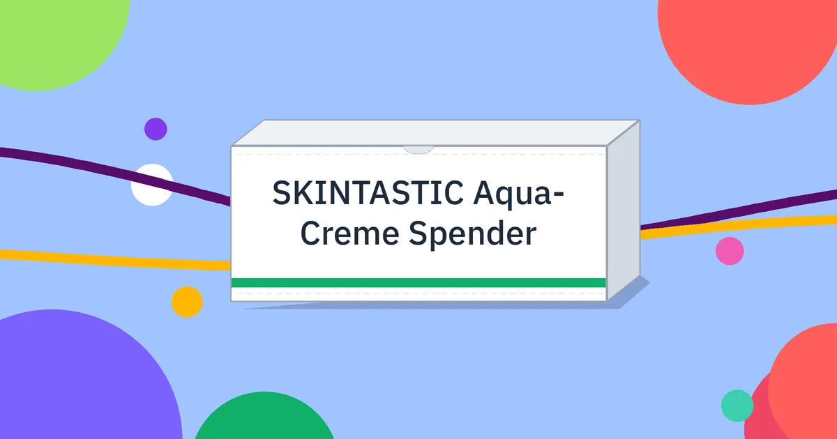 Symbolbild: Packung mit der Aufschrift SKINTASTIC Aqua-Creme Spender (PZN 14544666) – Verfügbarkeit und Bezug in Apotheken in Frankfurt am Main