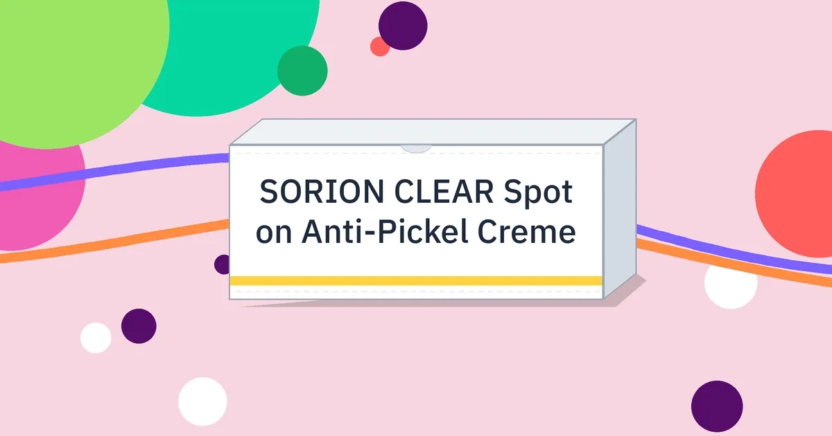 Symbolbild: Packung mit der Aufschrift SORION CLEAR Spot on Anti-Pickel Creme (PZN 18112426) – Verfügbarkeit und Bezug in Apotheken in Frankfurt am Main